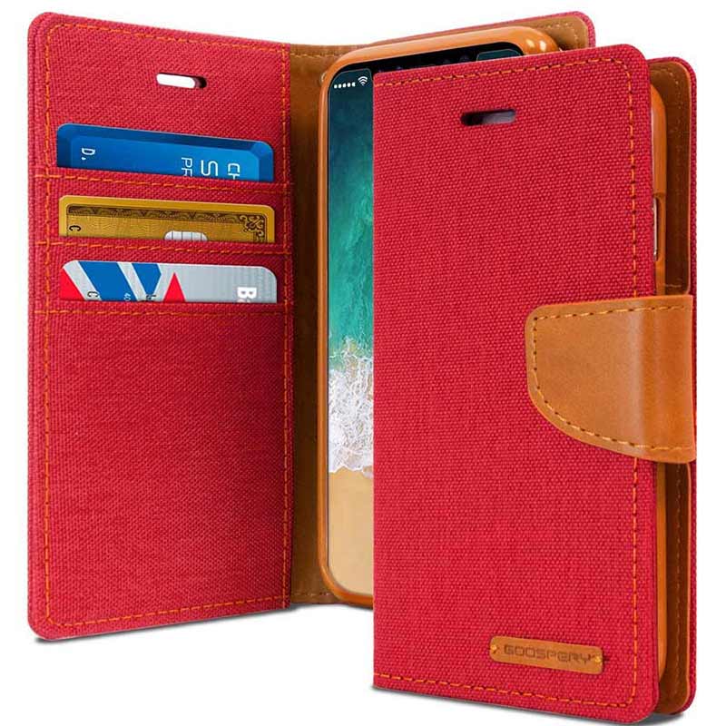 iPhone X Case Goospery Canvas Diary Case Red
