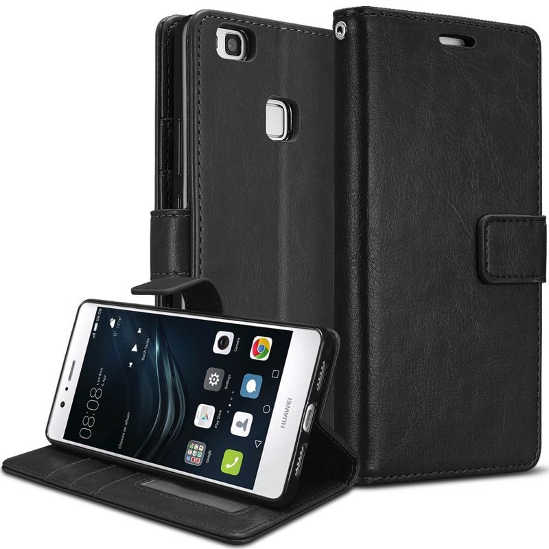 Huawei P9 Lite PU Leather Wallet Case Black
