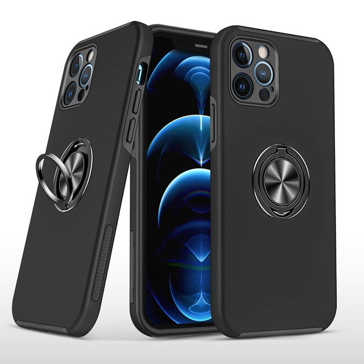 iPhone 15 Pro Max Dual Layer Ring Case Black